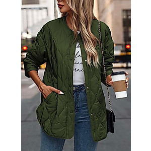 PRETTYGARDEN Women's Fall Clothes Trendy Casual Lightweight Jackets Oversized Winter Coat Outerwear with Pockets (Army Green,Small)
