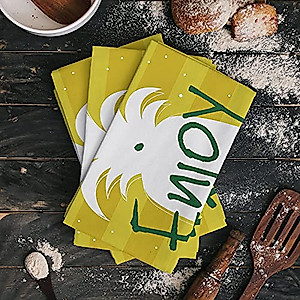 Kitchen Towels Dish Cloth 1 Pack Summer Pineapple Fruit Texture Soft Absorbent Dish Towel Reusable Cleaning Cloths Tea Bar Hand Towels Enjoy Quote on Yellow Stripe Drying Dishcloth for Dishes