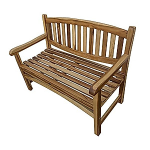 EcoDecors Kent Outdoor Bench Teak Wood Garden Bench Patio Bench with Armrests and Backrest, Yard Benches for Indoor and Outdoors- Natural Teak