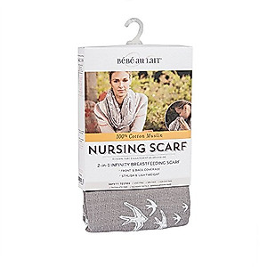 Bebe au Lait Premium Muslin Nursing Scarf, Lightweight and Breathable Cotton, One Size Fits All - Nightingale