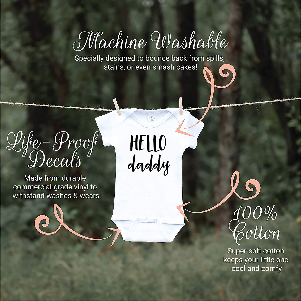 Bump and Beyond Designs Unisex-Baby Hello Daddy Surprise Pregnancy Announcement Leotard to Husband White, 0-3 Months