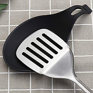 Spoon Rest, Silicone Kitchen Untensil Holder,Use for Kitchen Utensils, Gadget, Table Cutlery,Kitchen GiftsBlack