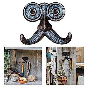 Leefasy Cast Iron Old Man Hook Beard-Shaped Decorative Coat Hanger Rack Keys Holder for Home