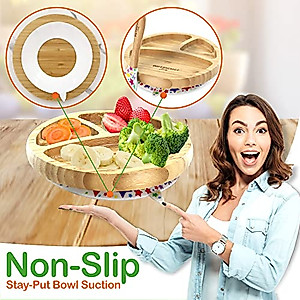 NutriChef Round Bamboo Baby Plate, Star Plate