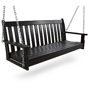 POLYWOOD GNS60BL Vineyard 60" Outdoor Swing, Black