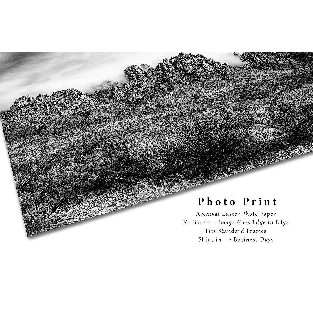 Black and White Photography Print (Not Framed) Picture of Organ Mountains near Las Cruces New Mexico Chihuahuan Desert Wall Art Southwest Decor (4" x 6")