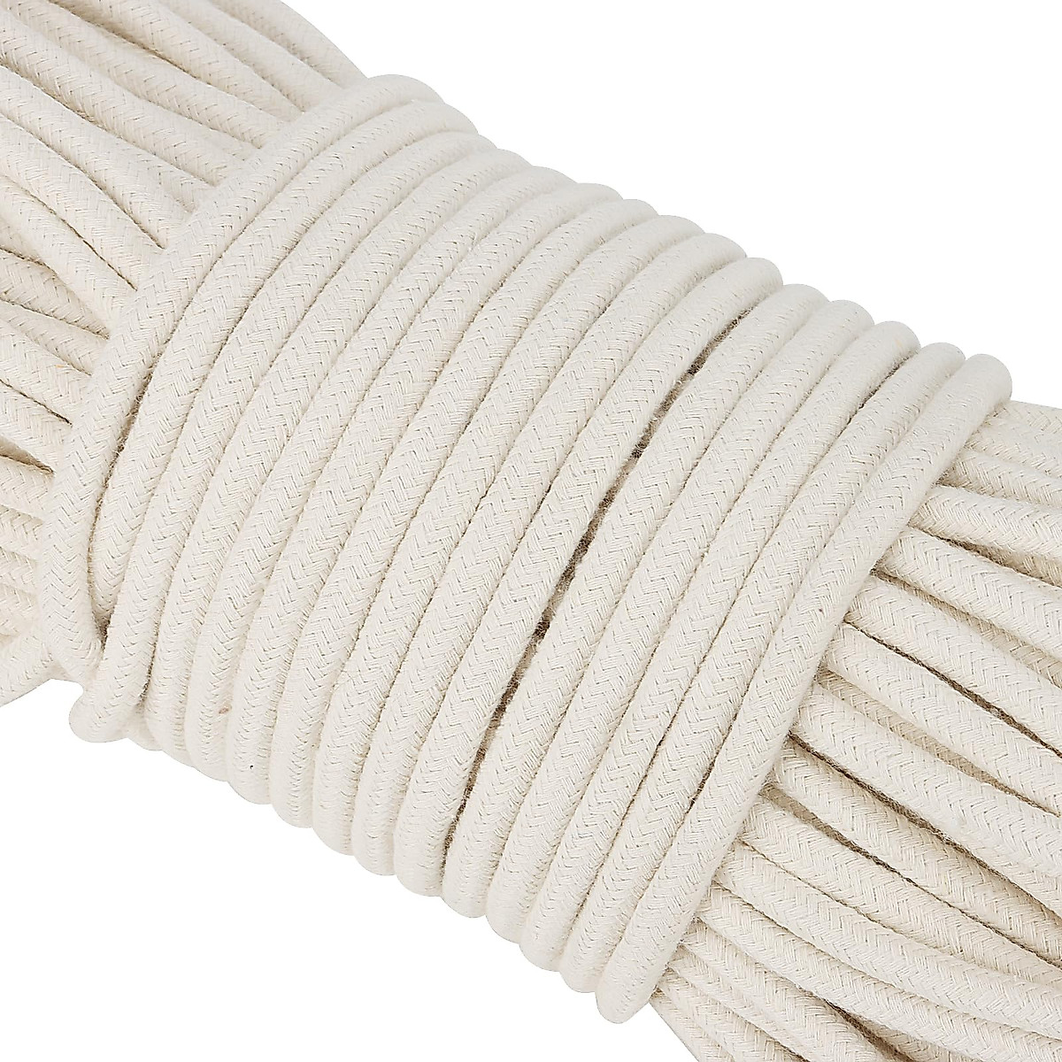 SOUJAP 328 Feet 5/16 Inch Cotton Rope, White Cotton Sash Cord, 8mm Thick Cotton Clothesline Rope for DIY, Decoration, Tie Down