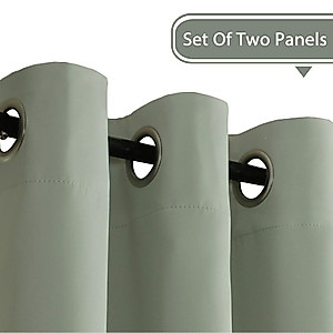 H.VERSAILTEX Window Treatment Blackout Thermal Insulated Room Darkening Solid Grommet Curtains/Drapes for Bedroom (Set of 2 Panels,52 by 84 Inch Long,Light Sage)
