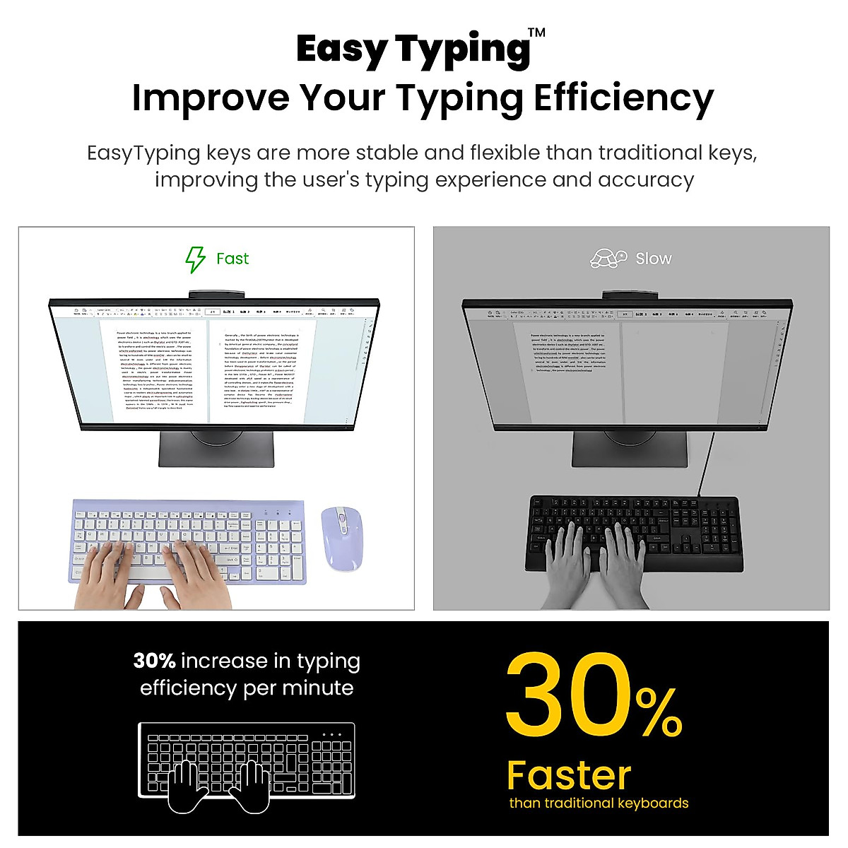 cimetech Wireless Keyboard and Mouse Combo, Compact Full Size Wireless Computer Keyboard and Mouse Set 2.4G Ultra-Thin Sleek Design for Windows, Computer, Desktop, PC, Notebook - Purple
