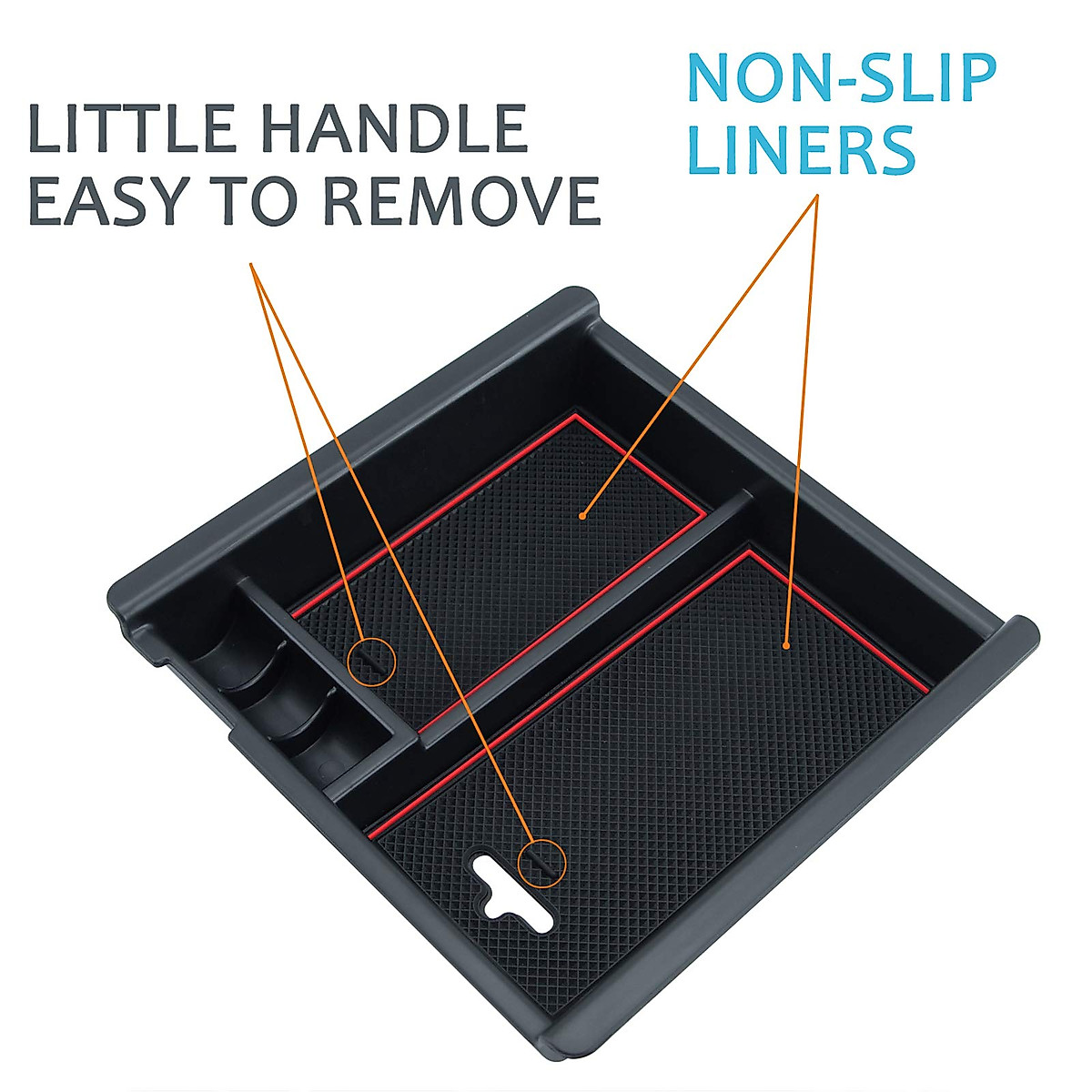 JKCOVER Center Console Accessory Organizer Compatible with Toyota Tacoma 2016 2017 2018 2019 2020 2021 2022 2023, ABS Material Armrest Box Insert Tray (Red trim)