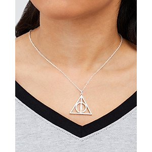Harry Potter Womens Deathly Hallows Necklace - 18-inch Chain Necklace for Women Jewelry