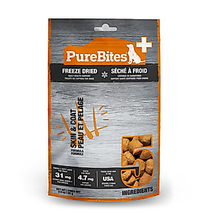 PureBites+ Skin & Coat Freeze Dried Dog Treats, 5 Ingredients, Made in USA, 3oz