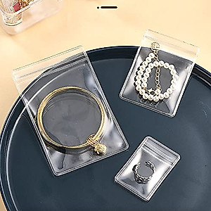 100PCS Jewelry PVC Storage Bags Self Seal Small Pouches Zipper Bag Clear Rings Earrings Packing Jewelry Transparent Lock Bags for Holding Jewelries Rings Earrings