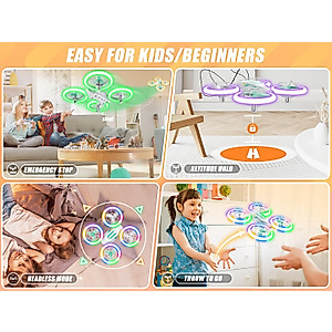 Heygelo Mini Drones for Kids, LED RC Drone Flying Toys with Colorful Lights, S60 Small Quadcopter Helicopter with 2 Batteries, Propeller Full Protect, Throw to Go, Easy to Fly Gifts for Boys Girls