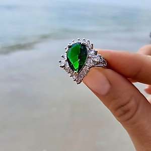 Roxxy Crystals Amulet Talisman Emerald Ring Luxury Almond Shape. Magical Birth Stone ring Psychic spell ring. Lucky Ring Witch Jewelry, Reiki, Wicca (7)
