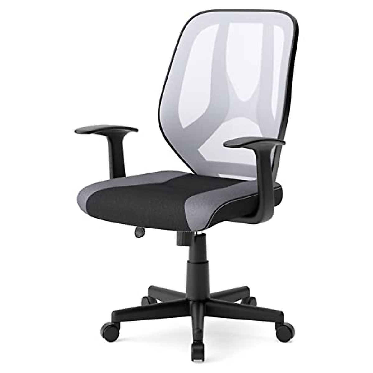 Signature Design by Ashley Beauenali Home Office Swivel Desk Chair, 25"W x 23"D x 40"H, Light Gray & Black
