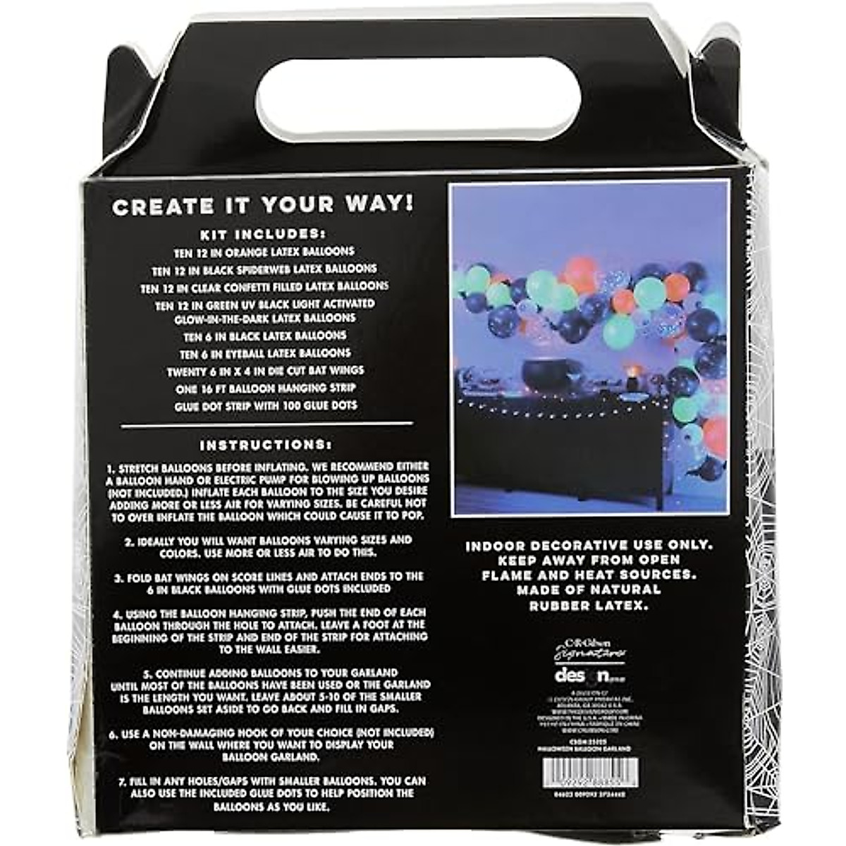 C.R. Gibson CBGM-25325 Halloween Fall Celebration Balloon Garland Arch Kit, 16 Foot Arch, Multicolor, 60pcs