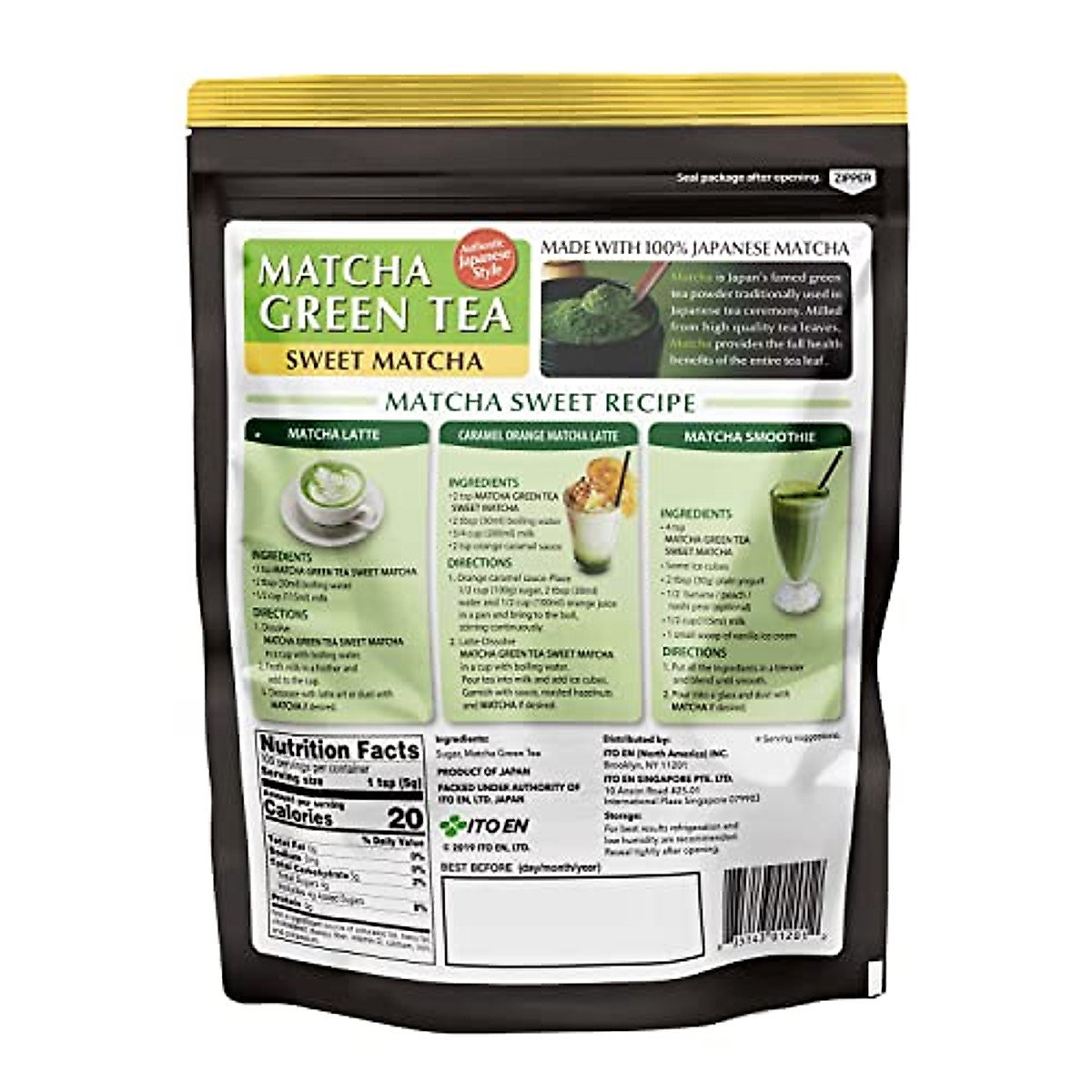 Ito En Matcha Green Tea, Sweet Powder, 17.5 Ounce (Pack of 1), Sweetened Green Tea Powder