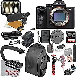 Sony Alpha a7RIVA (New Model) Mirrorless Digital Camera (No Lens) Video Bundle + LED Video Light + Microphone + Extreme Speed 64GB Memory(20pc Bundle)