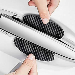 BRAVECOW 4PCS Universal 3D Car Door Handle Protector Film Carbon Fiber Waterproof Anti-Scratch Sticker Paint Guard for Car Vehicle