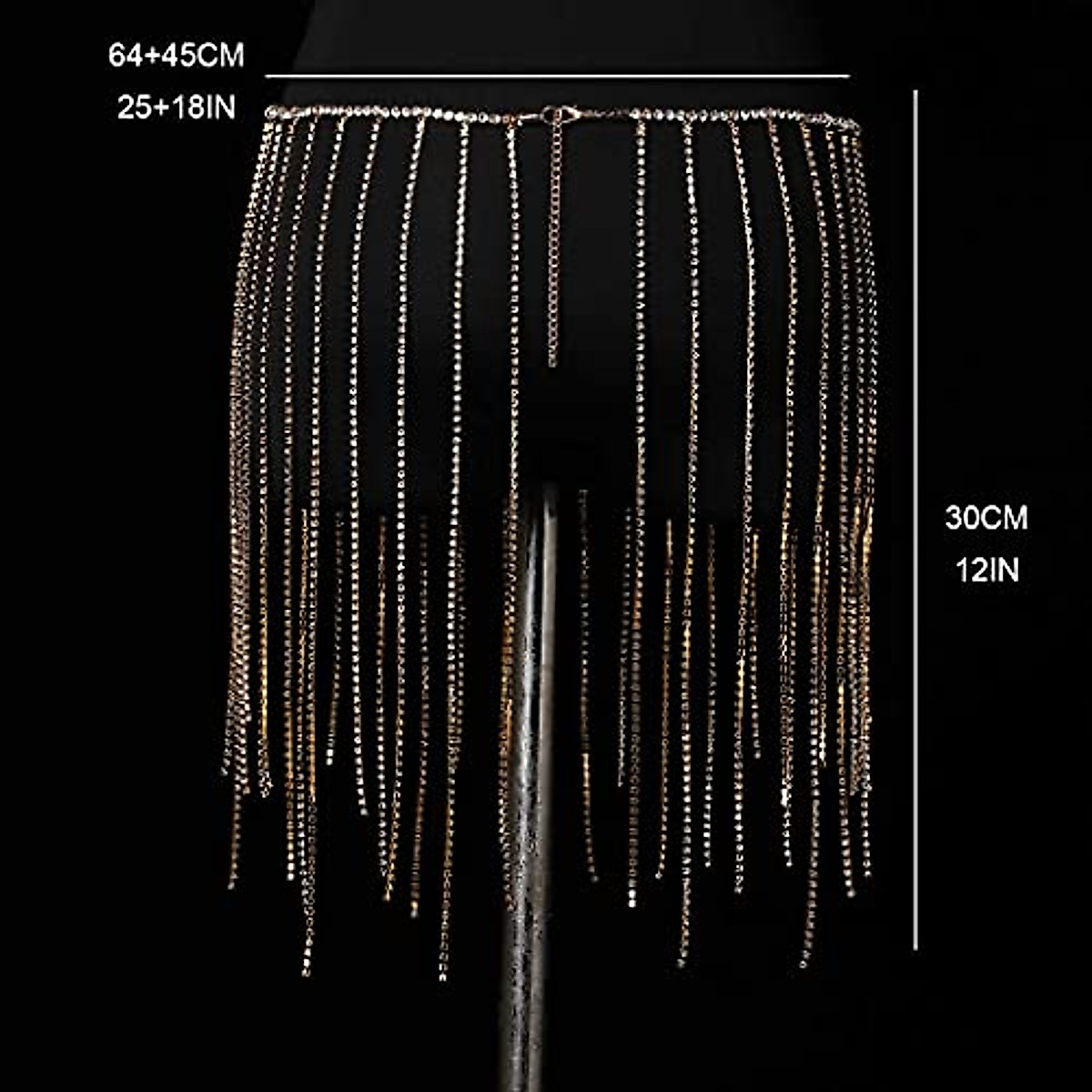Asooll Crystal Body Chains Fashion Belly Hip Skirts Tassel Waist Chains Summer Beach Nightclub Party Body Accessories Jewelry for Women and Girls (Gold)