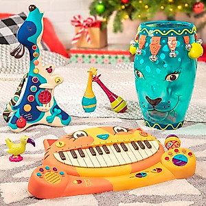 B. toys- Meowsic- Interactive Cat Piano – Toy Piano & Microphone – Musical Instrument For Toddlers, Kids – 20+ Songs, Sounds & Recording Feature – 2 Years +