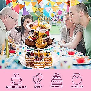 Supernal 3 Tier Plastic Cupcake Stand, 3 Pack White Cupcake Holder, Plastic Cake Stands,Cupcake Tower Display, Dessert Cupcake Pastry Candy Display for Wedding, Event, Baby Shower, Birthday Party