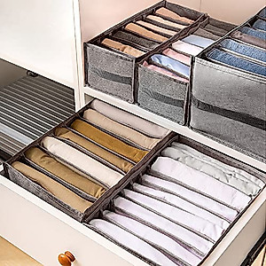 SelfTek 4 Pcs Wardrobe Clothes Organizer 7 Grids,Drawer Organizers for Clothing, Foldable Closet and Storage Basket, Clothing Organizer,Clothes Compartment Box