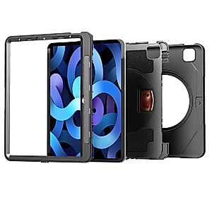 New Trent New iPad Pro 11 4th Gen 2023, iPad Air 10.9 6th 5th 4th Gen Case, iPad Pro 11 2nd 3rd 4th Gen Case with Pencil Holder Screen Protector Kickstand, Hand Strap iPad Pro 11 inch