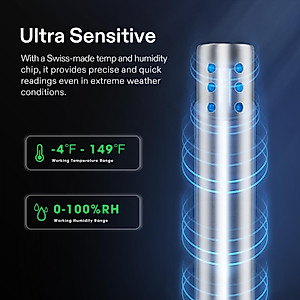 VIVOSUN Temperature & Humidity Sensor Probe, Waterproof Stainless Steel Environmental Monitoring Probe for GrowHub Controller E42/E42A, AeroLab THB1/THB1S, 12ft