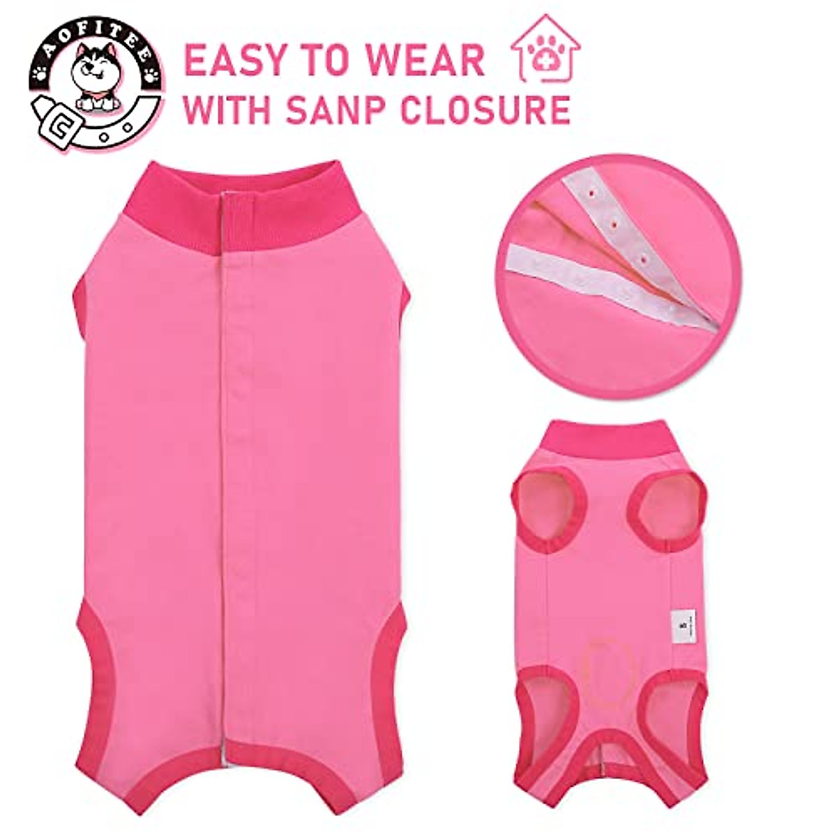 AOFITEE Dog Recovery Suit, Dog Surgical Recovery Suit for Female Dogs After Surgery, Breathable Dog Onesie for Surgery Abdominal Wounds, Dog Cone E-Collar Alternative for Male Female Anti Licking