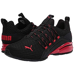 PUMA Mens Axelion Cross Trainer, SPARK PUMA Mens Black-High Risk Red, 10.5