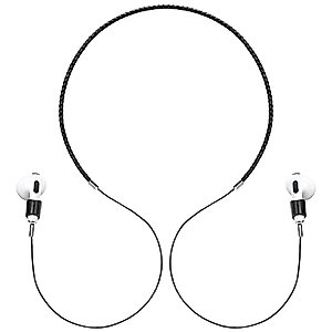 JOJOPANDA Magnetic Airpod Anti-Lost Strap Leather Necklace Compatible Airpods Pro/1/2/3 Light Weight Lanyard Cord Chain (Black)