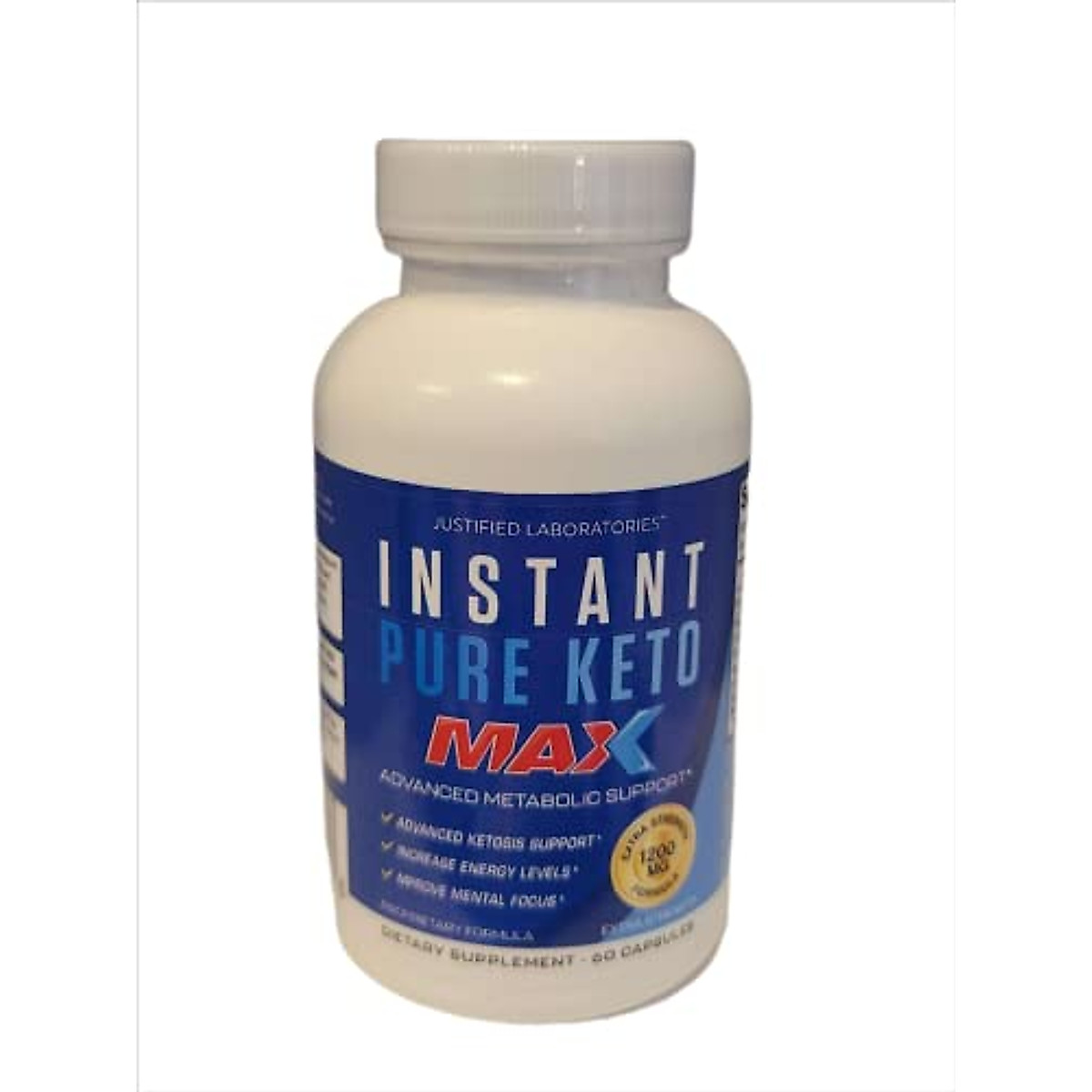 Instant Pure Keto Pills Max 1200MG Keto Pills Advanced BHB Ketogenic Supplement Exogenous Ketones Ketosis for Men Women 60 Capsules 1 Bottle