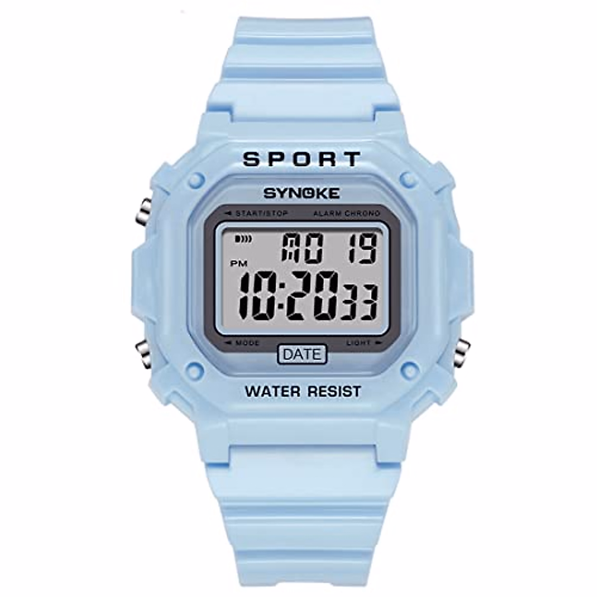 KINGNUOS Outdoor Sports Watches Unisex Digital Watch Couple Men Women Waterproof LED Clock Square Electronic Student Wrist (Blue)