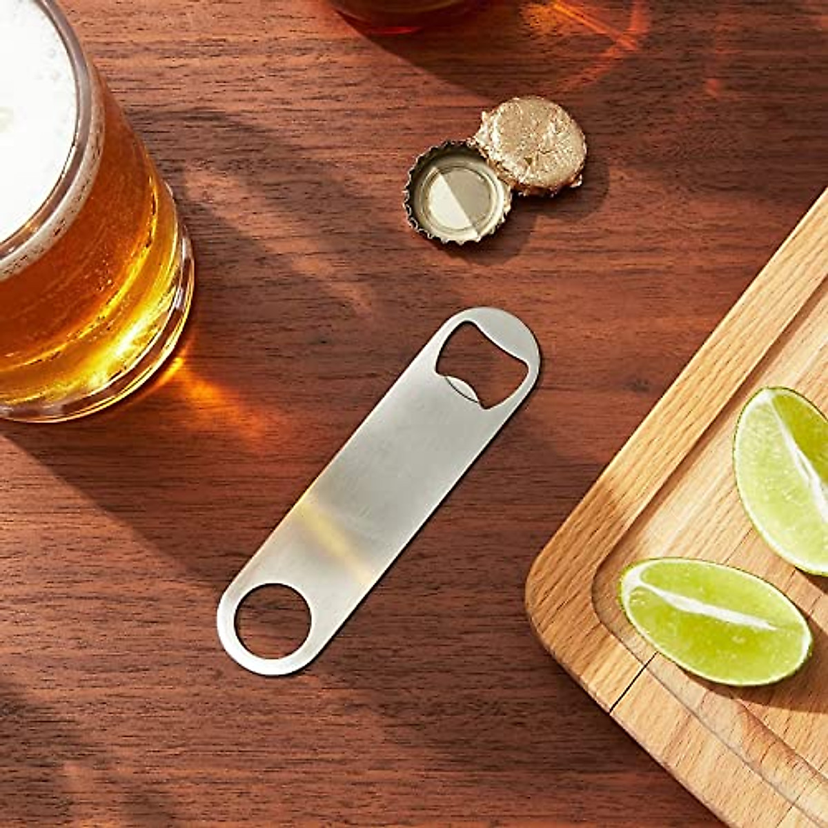 12-Pack Stainless Steel Flat Bottle Opener Bulk Set for Bartender, Bar Supplies for Restaurant, Kitchen, Heavy Duty Blank Bottle Openers for Wedding Gifts, Party Supplies (4.8x1.2 in)