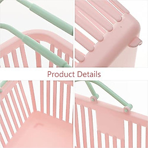 3pcs Small Plastic Shopping Baskets Kids Grocery Baskets with Handles Tiny Organizer Container Bin for Eggs Fruits Veggies Snacks Pink