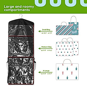 Unjumbly 49.5 Inch Hanging Vertical Gift Wrap Organizer, Double Sided Design, 10 Storage Pockets for Your Gift Wrapping Paper Bows, Gift Bags and Ribbon (Black)