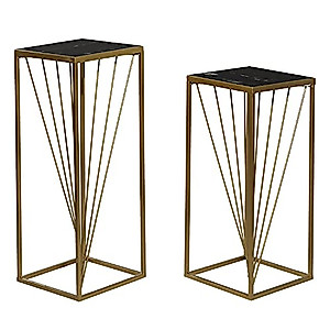 Deco 79 Metal Geometric Pedestal Table, Set of 2 30", 26"H, Gold