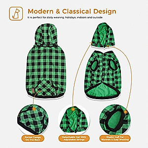 PAWZ Road Dog Coat Plaid Dog Sweater British Style Dog Vest Windproof Dog Jacket Dog Winter Clothes for Small Medium Large Dogs from Size S to 3XLarge-Green Plaid S