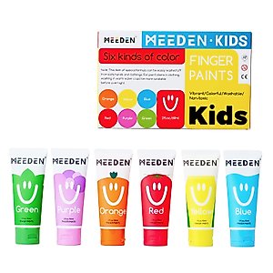 MEEDEN Finger Paints for Kids, Washable Kids Finger Paint Non Toxic Finger Painting Set for Toddlers 3+ Age Art Painting Supplies Gift for Baby Hand Painting DIY Crafts, 6 Colors, 60ml/Tube