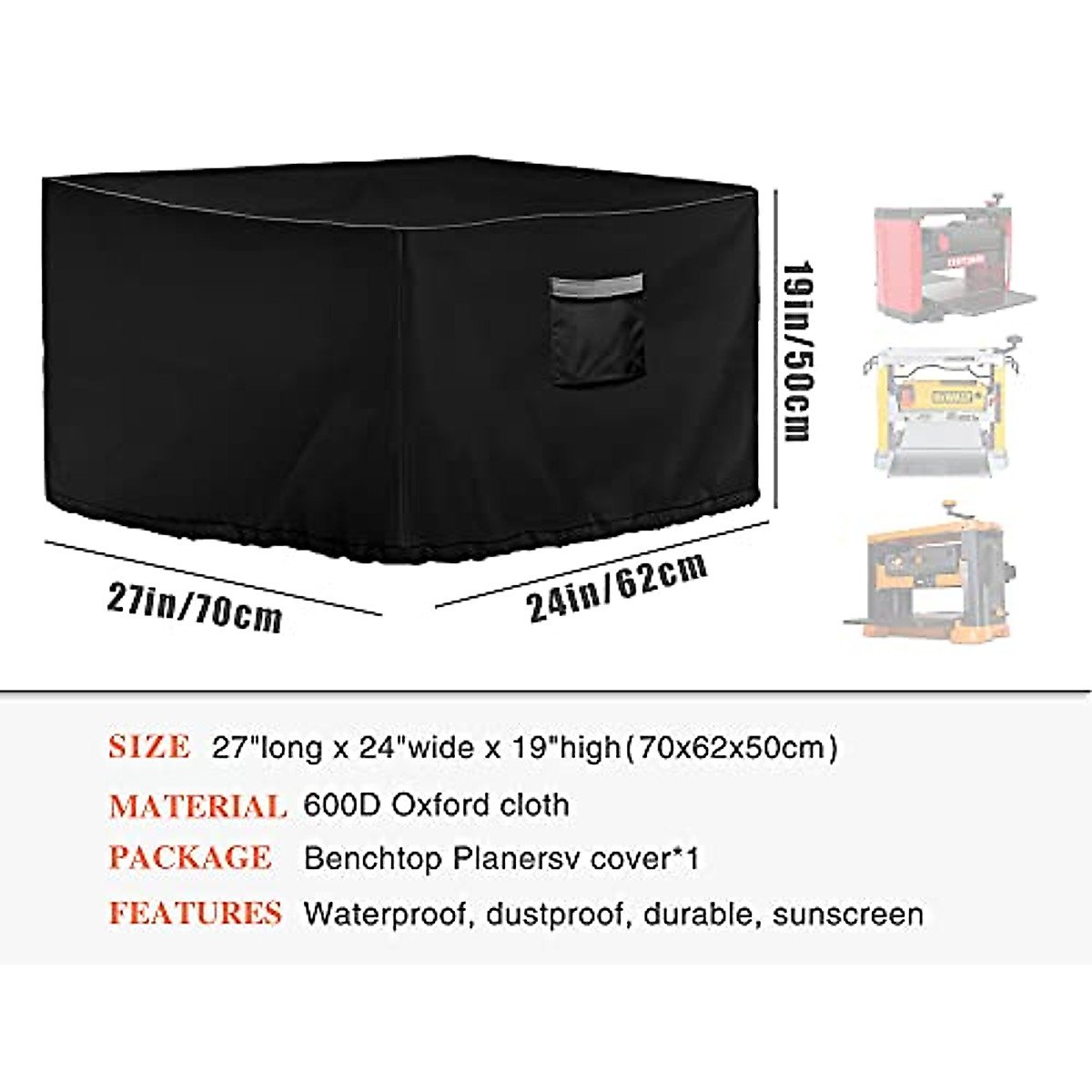 MBOOM Portable Planer Dust Cover - Protective Shield Against Sawdust & Wood Chippings,27x24x19 inch