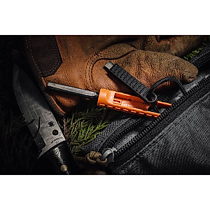 EXOTAC - polySTRIKER XL Ferrocerium Fire Starter with Snap-in Striker for Emergency Campfires and Hiking Survival Supplies (Orange/Black)