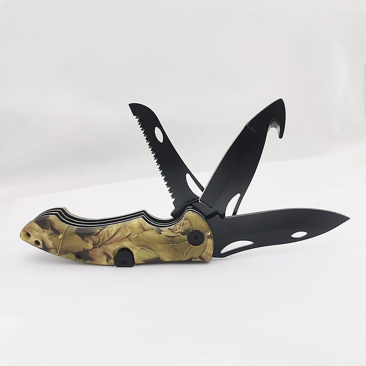 Multifunctional Folding kinfe With hook knife and serrated blade Saw Wire Cutter Multi Tool Sheath Survival knife Utility EDC Tactical Camping Fishing Hiking EDC tool Excellent Gift