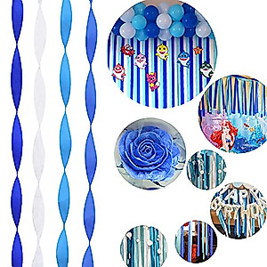 Blue Crepe Paper Streamers 8 Rolls 656 ft Crepe Paper Decorations for Birthday Party, Baby Shower or Reunion (Blue Gradient)