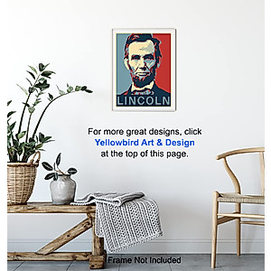 Abraham Lincoln Poster - Abe Lincoln Patriotic Wall Decor for Office, Home, Living Room, Den - Abraham Lincoln Gifts for Patriots, Republicans, Conservatives, Democrats, Liberals - USA US Wall Art