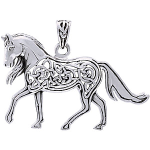Jewelry Trends Large Celtic Knot Horse Equestrian Sterling Silver Pendant