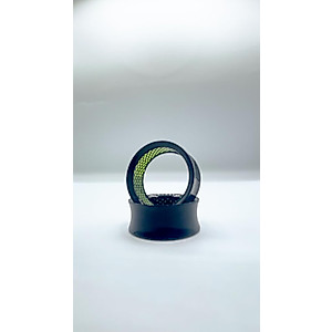 Covet Jewelry Green Dotted Pattern Inlaid Black Acrylic Saddle Fit Tunnel (7/8" (22mm))