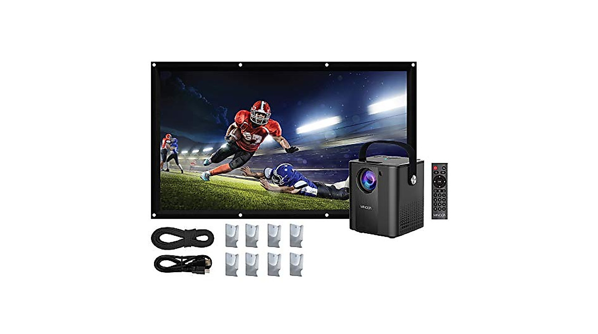 Minolta MN674 Portable Full HD Projector with 100" Screen & HDMI