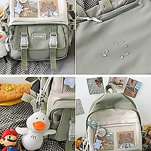 CM C&M WODRO Kawaii Backpack with Pins Cute Backpack for Women Girls Travel Backpack School Backpack Aesthetic Backpack for School (Green-2)
